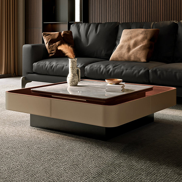 Everly Quinn Table basse carrée de rangement extensible en pierre frittée Lift Top - Wayfair Canada